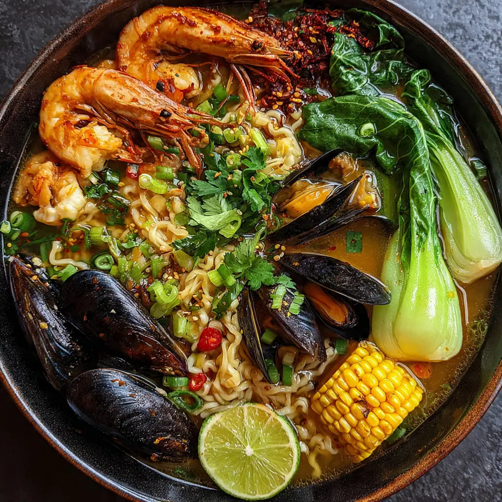 Seafood Boil Ramen Bowl: Spicy Japanese-Cajun Fusion Comfort Food
